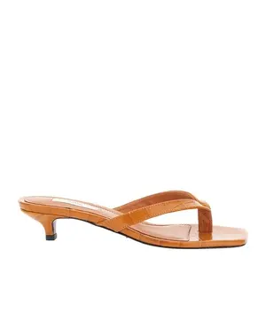TOTEME Embossed Crocodile-effect Heeled Sandals - Brown