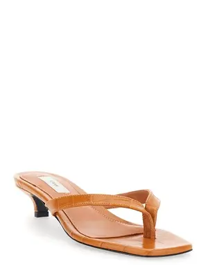 TOTEME Embossed Crocodile-effect Heeled Sandals - Brown