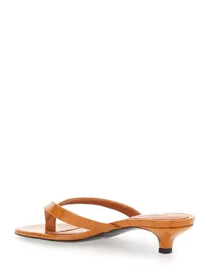 TOTEME Embossed Crocodile-effect Heeled Sandals - Brown