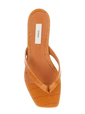 TOTEME Embossed Crocodile-effect Heeled Sandals - Brown