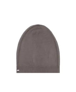 Saint Laurent Logo Patch Knitted Beanie - Gray