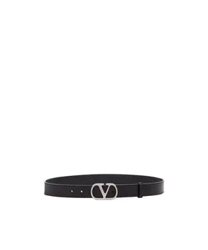 Valentino Garavani Vlogo Signature Belt In Shiny Calfskin 30 Mm - Black