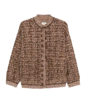 Bruno Manetti Metallic Thread Cable Knit Cardigan
