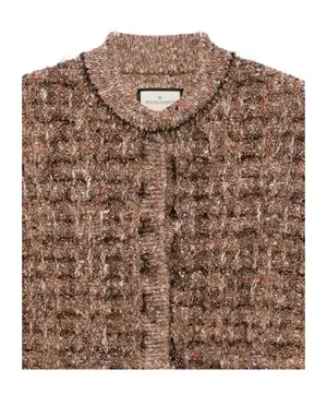 Bruno Manetti Metallic Thread Cable Knit Cardigan
