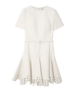 Oscar De La Renta Embroidered And Cutout Tweed Dress