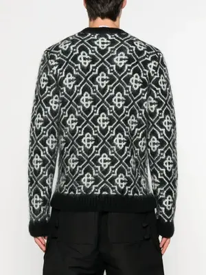 Casablanca Geometric Jacquard Logo Crewneck Sweater - Black
