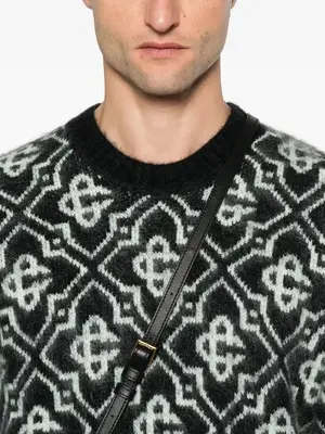Casablanca Geometric Jacquard Logo Crewneck Sweater - Black