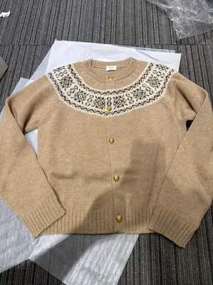 Celine Triomphe Fair Isle Wool Cardigan
