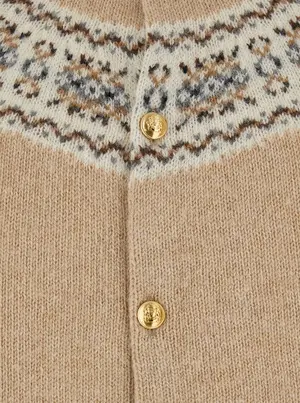 Celine Triomphe Fair Isle Wool Cardigan