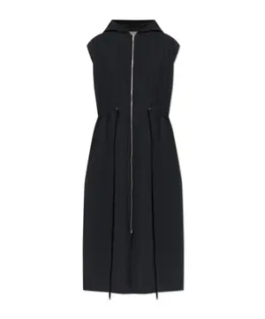 Studio Nicholson Sleeveless Hooded Midi Dress With Drawstring Waist - Black