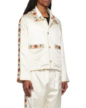 BODE Embroidered Floral Satin Jacket