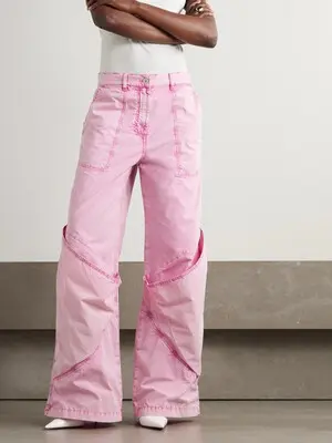 Attico Paneled Low-rise Wide-leg Jeans - Pink