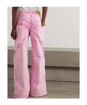 Attico Paneled Low-rise Wide-leg Jeans - Pink
