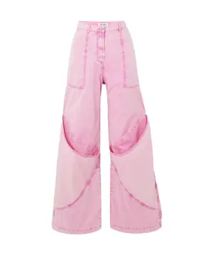 Attico Paneled Low-rise Wide-leg Jeans - Pink