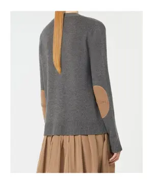 Max Mara Apollo V-neck Cardigan With Suede Elbow Patches