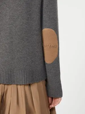 Max Mara Apollo V-neck Cardigan With Suede Elbow Patches