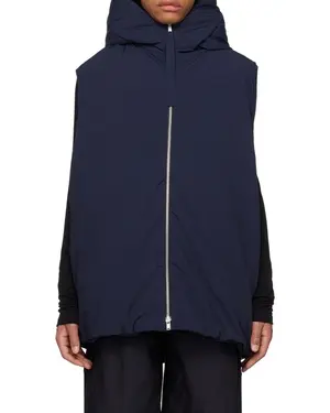 JIL SANDER Zip-up Hooded Vest - Blue