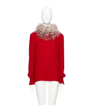 Valentino Garavani Feather-trim Blouse