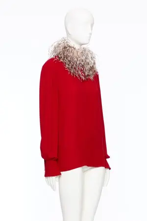 Valentino Garavani Feather-trim Blouse