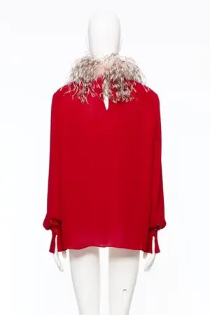 Valentino Garavani Feather-trim Blouse