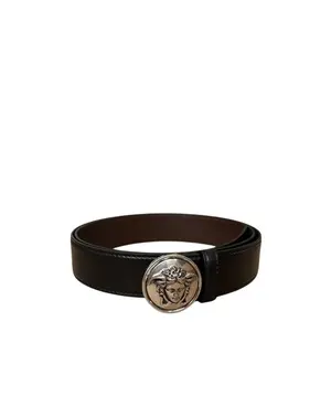 Versace Medusa Buckle Leather Belt - Black
