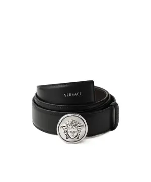 Versace Medusa Buckle Leather Belt - Black