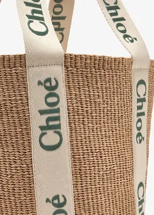 Chloé Woody Large Tote Bag - Beige