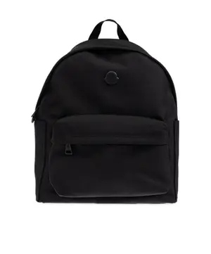 Moncler Logo Patch Zipped Backpack - Black
