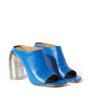 Off-White Open Toe Mules With Sculptural Heel