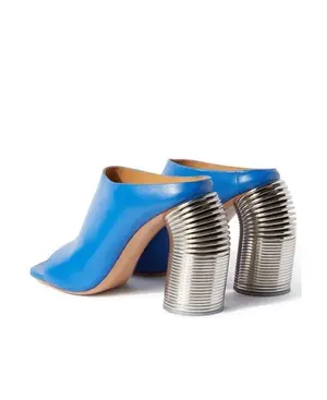 Off-White Open Toe Mules With Sculptural Heel