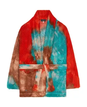 Alanui Tie-dye Fringed Cardigan - Red