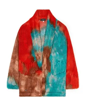 Alanui Tie-dye Fringed Cardigan - Red