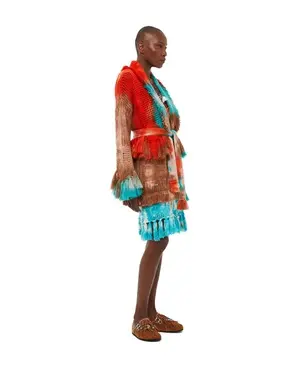 Alanui Tie-dye Fringed Cardigan - Red