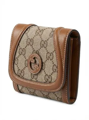 Gucci Logo Patch Monogrammed Wallet - Brown