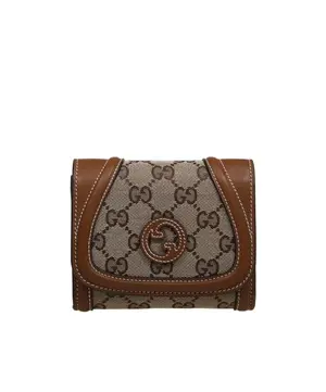 Gucci Gucci Logo Patch Monogrammed Wallet Brown