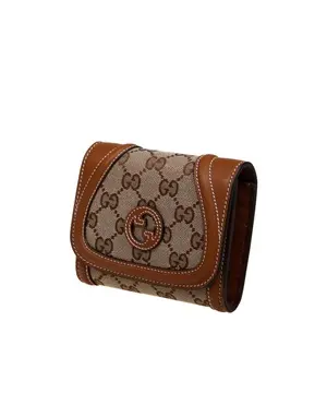 Gucci Logo Patch Monogrammed Wallet - Brown