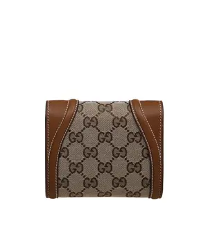 Gucci Logo Patch Monogrammed Wallet - Brown