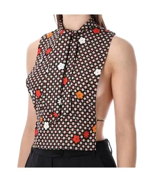 MAISON MARGIELA Sleeveless Floral Collared Button-up Top