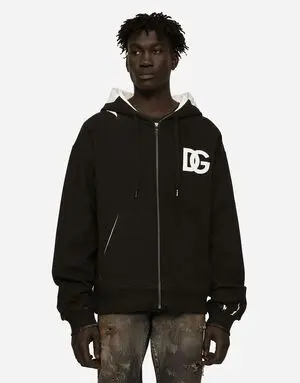 Dolce & Gabbana Dg Logo Zipped Hooded Cardigan
