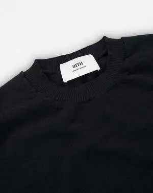 AMI Paris Logo Embroidered Crewneck Jumper - Black