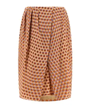 Dries Van Noten Polka Dot Draped Midi Skirt