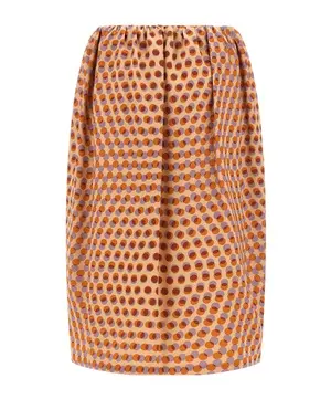 Dries Van Noten Polka Dot Draped Midi Skirt