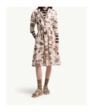Moncler All Over Print Long Sleeve Dress