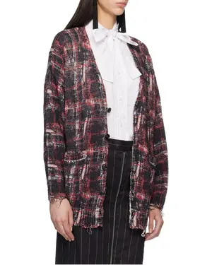 R13 Plaid Distressed Cardigan
