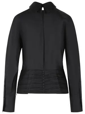 RÓHE Mock-neck Pleated Tuxedo Blouse