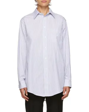 MAISON MARGIELA Pinstripe Cotton Poplin Shirt - White