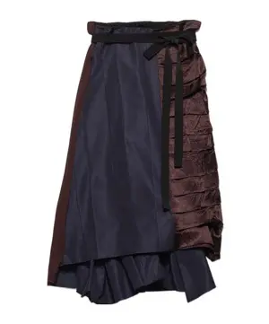 Prada Patchwork Wrap Midi Skirt - Blue