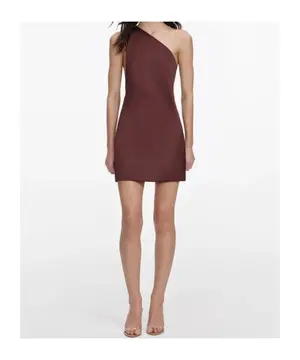 SELF-PORTRAIT Asymmetrical Satin Mini Dress