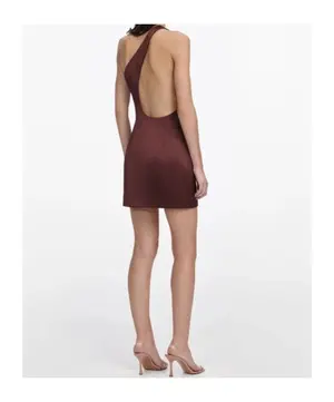 SELF-PORTRAIT Asymmetrical Satin Mini Dress