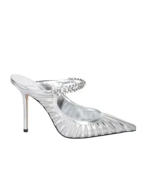 JIMMY CHOO Silver Embellished Pointed High-heeled Sandals